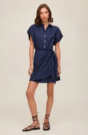 Fifteen Twenty Linen-blend Shirt Dress - Navy