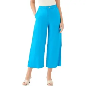 Fifteen Twenty Mason Linen Blend Crop Wide Leg Pants - Turquoise