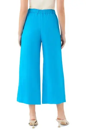 Fifteen Twenty Mason Linen Blend Crop Wide Leg Pants - Turquoise