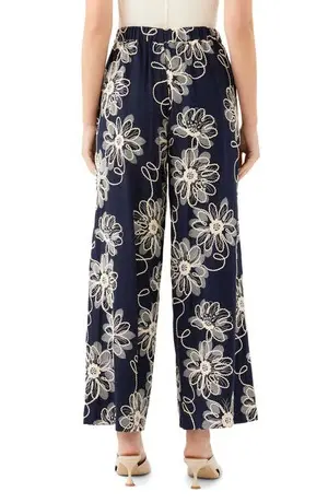 Fifteen Twenty Adara Floral Embroidered Wide-leg Pants