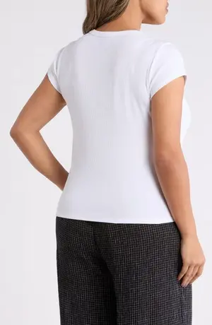 Eileen Fisher Ribbed Organic Cotton Crewneck T-shirt