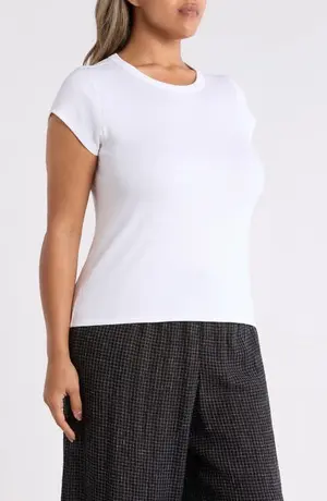 Eileen Fisher Ribbed Organic Cotton Crewneck T-shirt