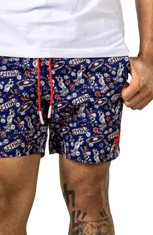 MACEOO Printed Swim Trunks - Black