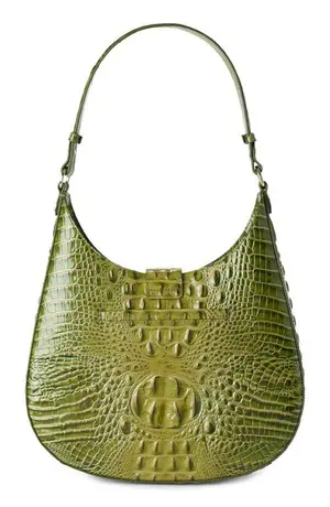 Brahmin Croc Embossed Leather Shoulder Bag