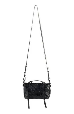Balenciaga Nano Le City Flap Crinkle Leather Crossbody Bag - Black