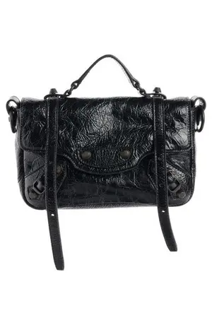 Balenciaga Nano Le City Flap Crinkle Leather Crossbody Bag - Black