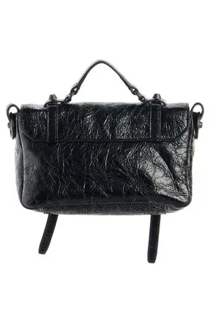 Balenciaga Nano Le City Flap Crinkle Leather Crossbody Bag - Black