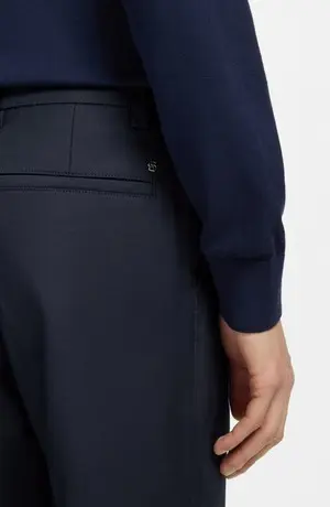 BOSS Kane Flat Front Straight Leg Pants - Dark Blue