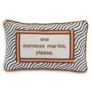 FURBISH Espresso Martini Needlepoint Pillow, 15 X 9 - Tan