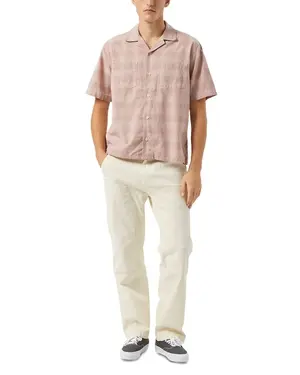 CORRIDOR Relaxed Fit Linen Plaid Short Sleeve Shirt