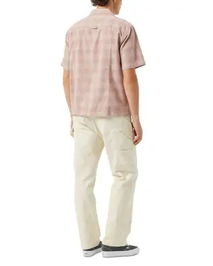 CORRIDOR Relaxed Fit Linen Plaid Short Sleeve Shirt