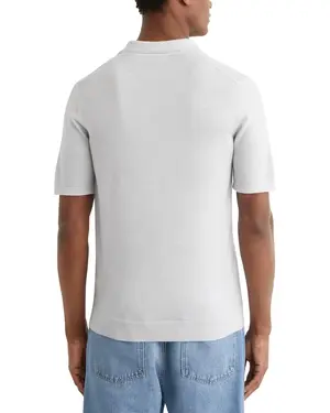 REISS Duchie Short Sleeve Open Collar Merino Polo Shirt - Frost Blue