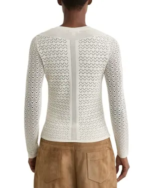 REISS Bella Pointelle Knit Top - Ivory