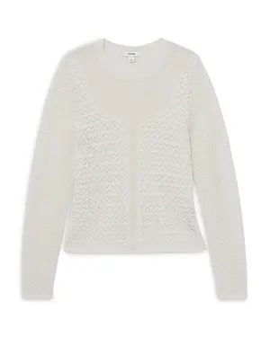 REISS Bella Pointelle Knit Top - Ivory