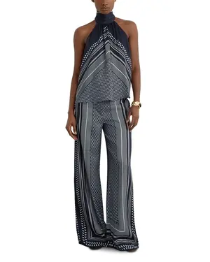 REISS Anna Halter Top With Geometric Print