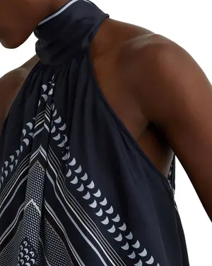 REISS Anna Halter Top With Geometric Print