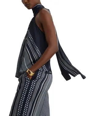 REISS Anna Halter Top With Geometric Print