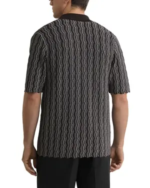 REISS Cuban Collar Wavy Pattern Shirt