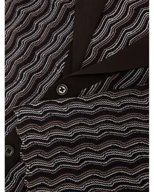 REISS Cuban Collar Wavy Pattern Shirt