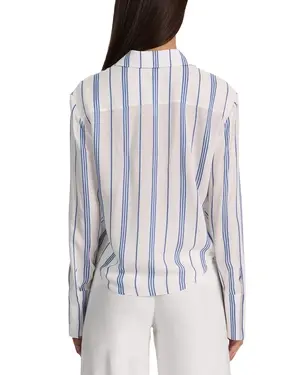 Alice + Olivia Hannon Tie Front Shirt - Off White Blue Iris