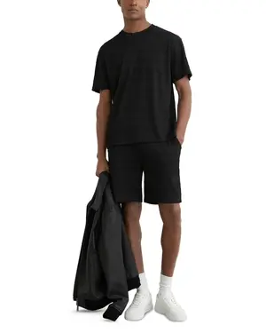 REISS Relaxed Fit Textured Wave Jacquard T-shirt - Black