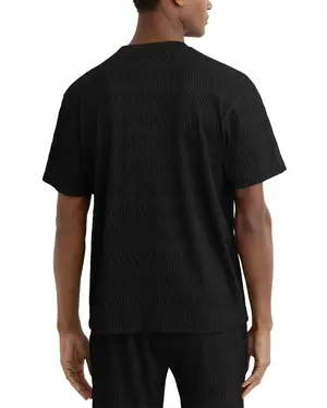 REISS Relaxed Fit Textured Wave Jacquard T-shirt - Black