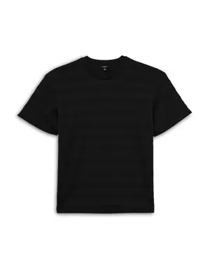 REISS Relaxed Fit Textured Wave Jacquard T-shirt - Black