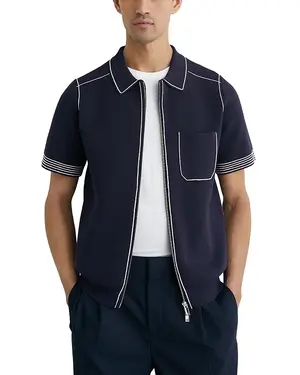 REISS Blake Regular Fit Contrast Pipe Shirt