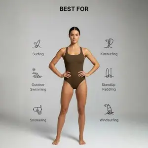 Wallien Nerida Scoop Neck One-piece Swimsuit - Coffee