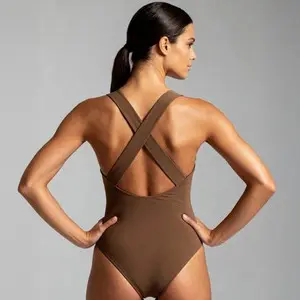 Wallien Nerida Scoop Neck One-piece Swimsuit - Coffee