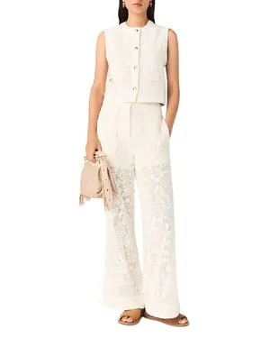 Maje Laros Floral Guipure Lace Waistcoat