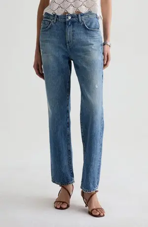 Women's AG Mid Rise Straight Leg Jeans