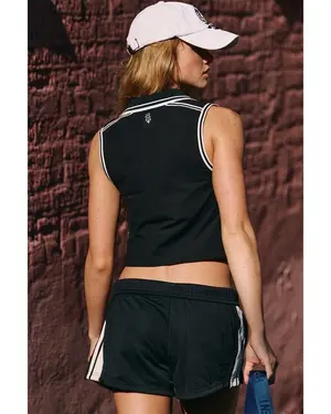 Free People Forehand Polo Top - Black