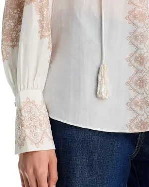 Kobi Halperin Embroidered Tassel Blouse