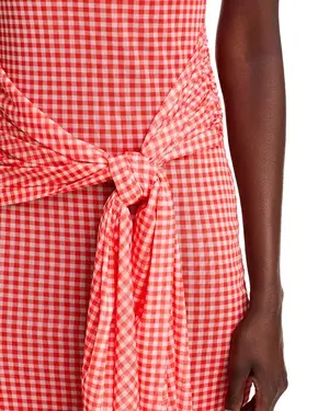 TOCCIN Wylie Boat Neck Tie Front Midi Dress