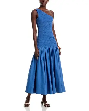 TOCCIN One Shoulder Smocked Maxi Dress