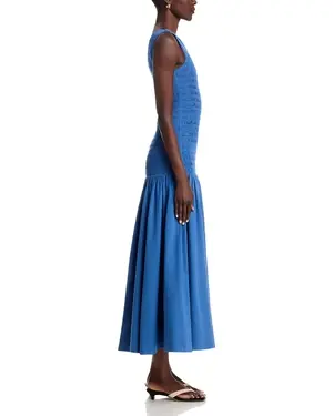 TOCCIN One Shoulder Smocked Maxi Dress