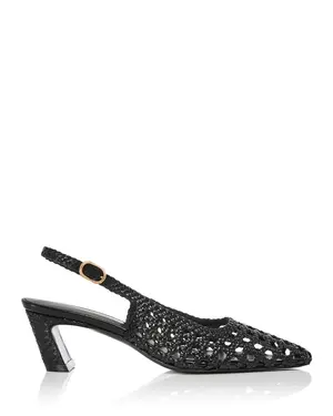 STUART WEITZMAN Stassi 50 Woven Slingback Pumps - Black