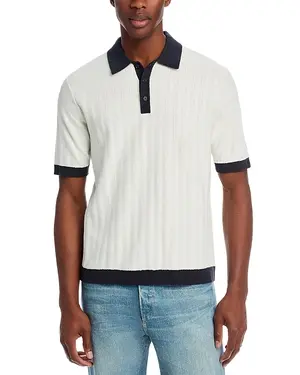 Rag & Bone Zuma Stripe Polo Shirt - Chalk