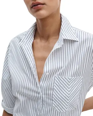 Rag & Bone Lucia Stripe Mini Shirt Dress - Navy Stripe