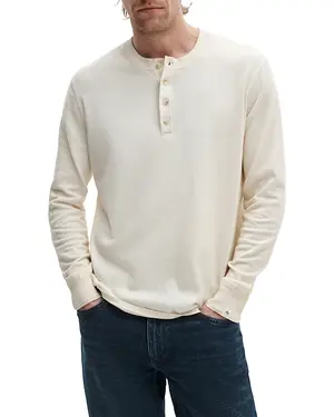 Rag & Bone Washed Henley Shirt - Chalk