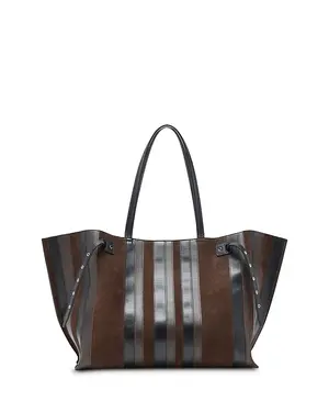 Proenza Schouler Large Striped Leather & Suede Tote Bag - Black/espresso
