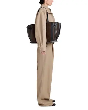 Proenza Schouler Large Striped Leather & Suede Tote Bag - Black/espresso