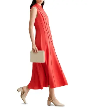 HOBBS LONDON Burghley Pleated Dress - Calendula Red