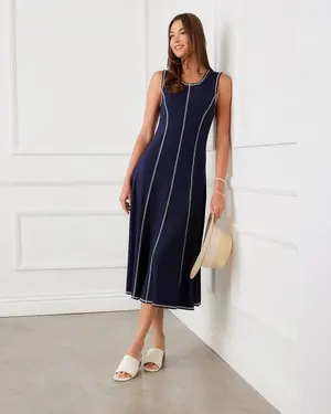 Karen Kane Sleeveless Stitch Detail Midi Dress