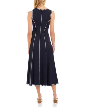 Karen Kane Sleeveless Stitch Detail Midi Dress