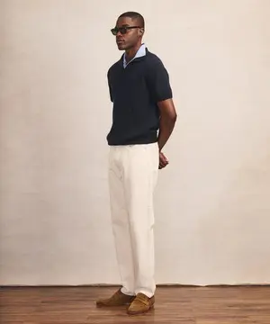 Naadam Lightweight Cashmere Short Sleeve Polo - Navy