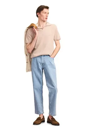 Naadam Lightweight Cashmere Short Sleeve Polo - Oat