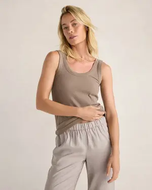 HAVEN WELL WITHIN Organic Cotton Scoop Neck Tank - Carbon