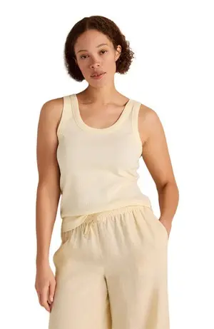 HAVEN WELL WITHIN Organic Cotton Scoop Neck Tank Straw